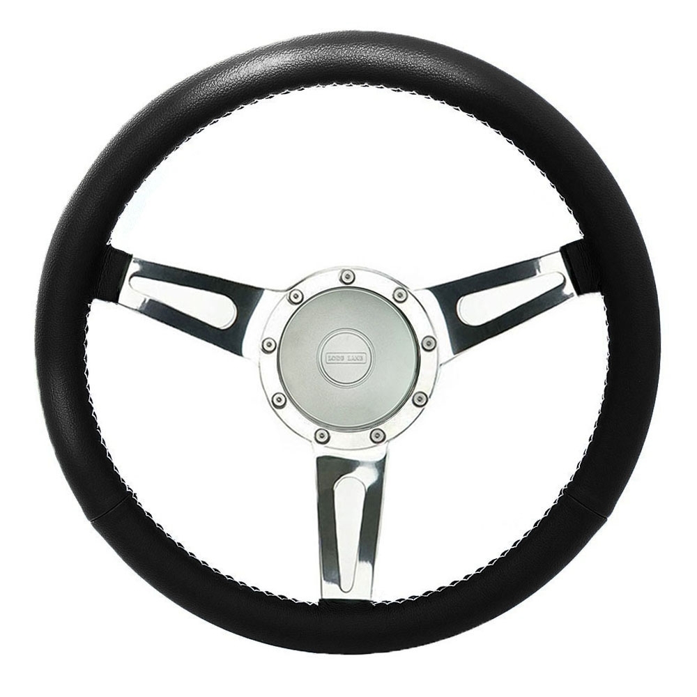 Steering Wheel Silver Spoked with 48 Spline Williams Black Leather ...