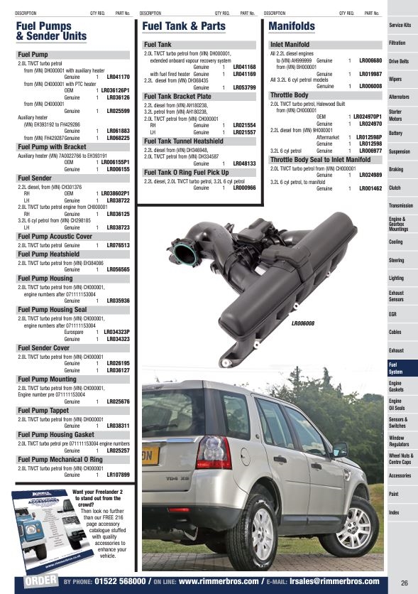 Freelander 2 Catalogue 2006 on - FREELANDER 2 CAT - Rimmer Bros ...