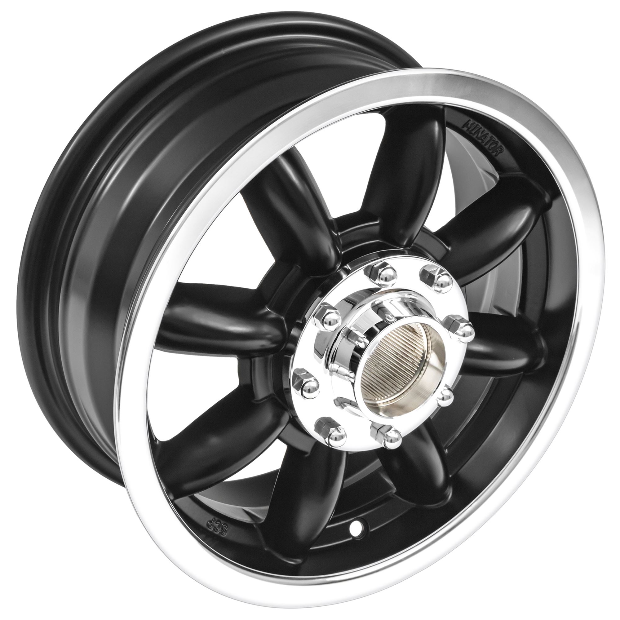 Alloy Wheel 5.5" x 14" Minator Aluminium Black/Polished Rim 8 Spoke ...