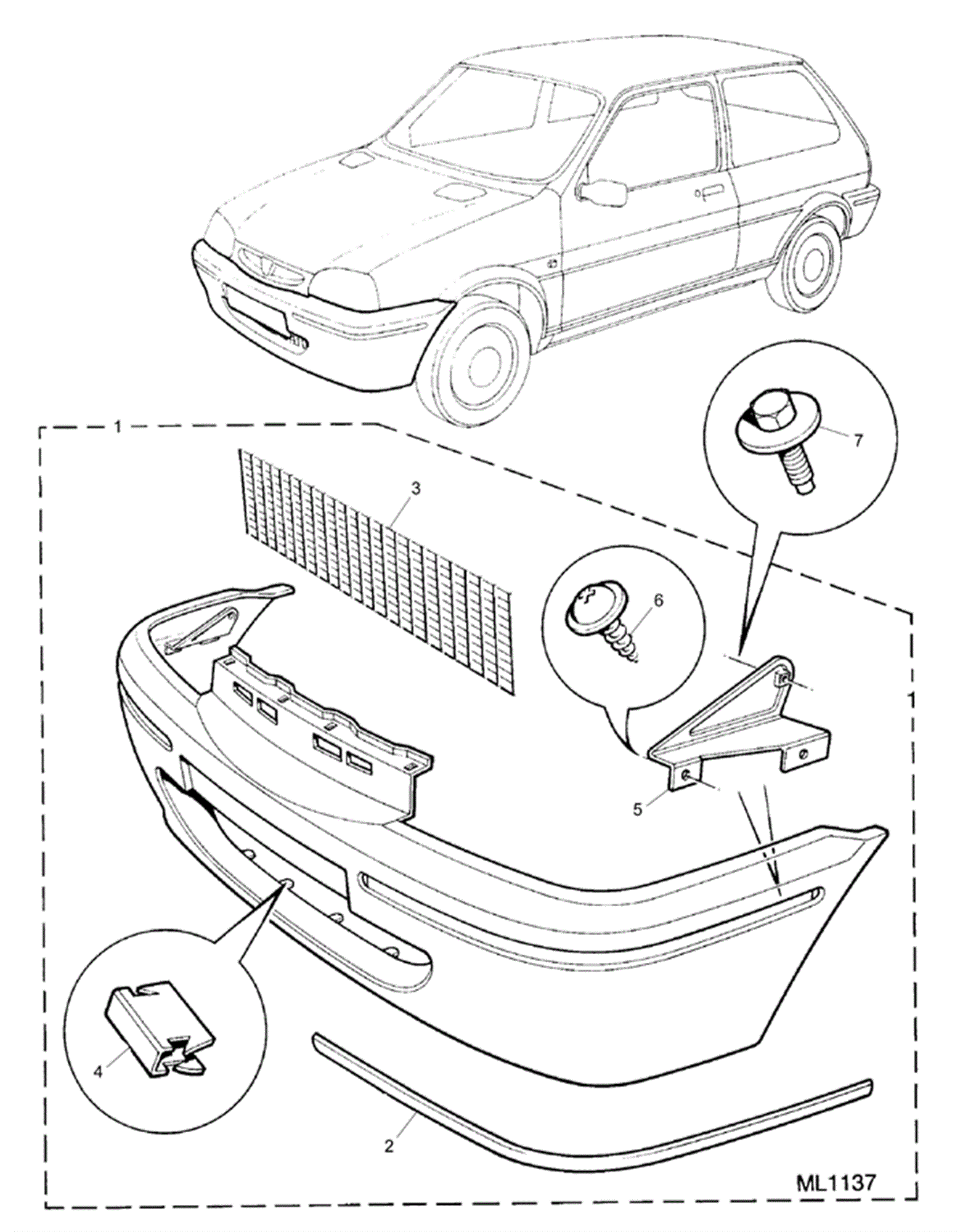 Metro Front Bumper and Fittings (Grey Insert) from BD001001
