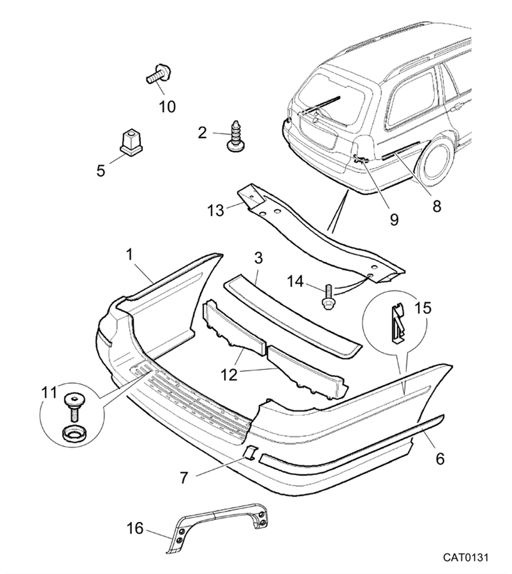Rover 75/MG ZT Rear Bumper and Fittings - Tourer - to March 2004 ...