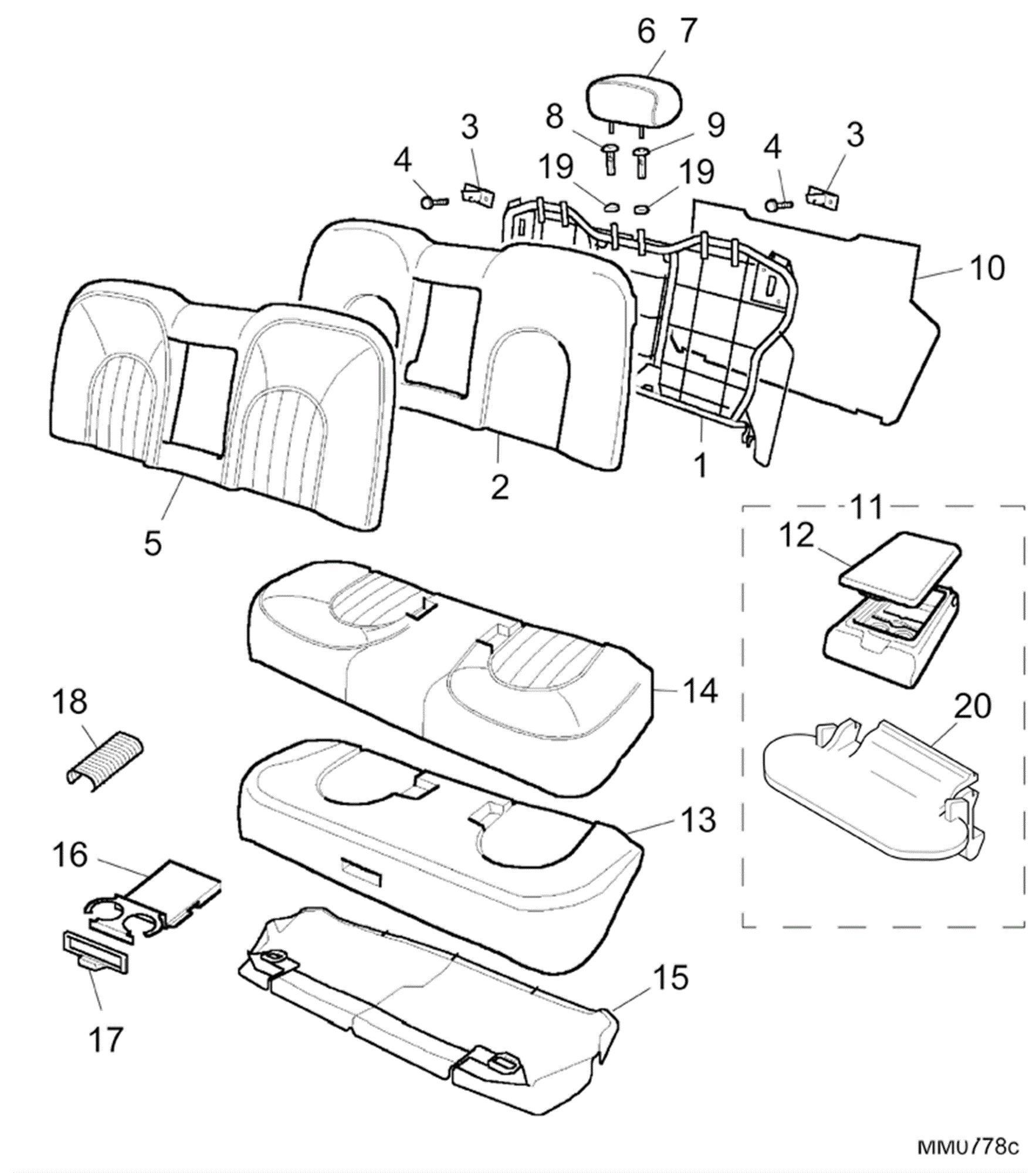 Rover 75 Rear Seat Frame and Covers - Fixed Squab Saloon - Oxford Trim ...