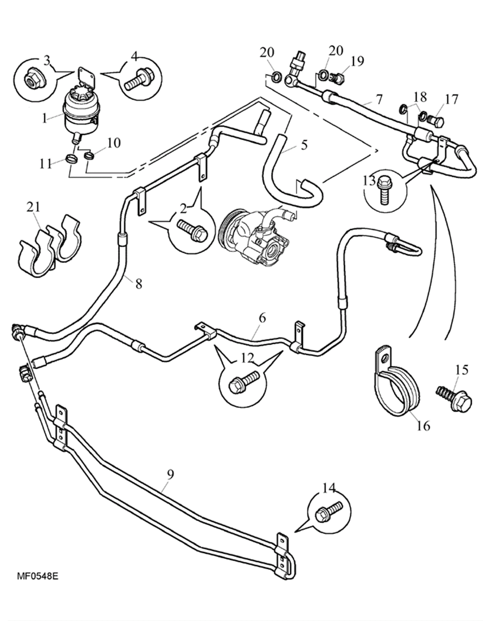 Rover 75/MG ZT PAS Pipes, Hoses and Reservoir - 1800 Petrol