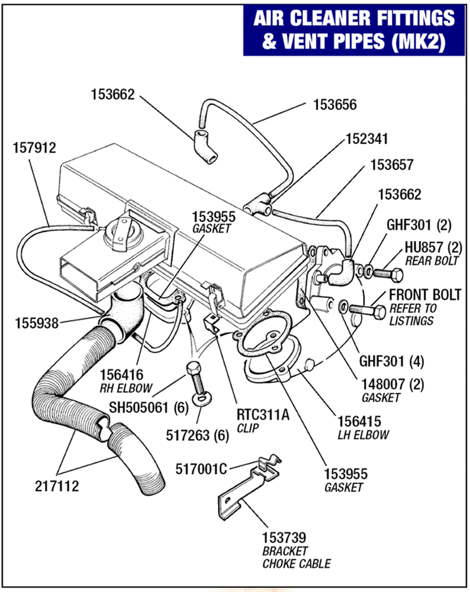 Triumph Stag Air Cleaner Fittings (Single Air-Intake) Mk2