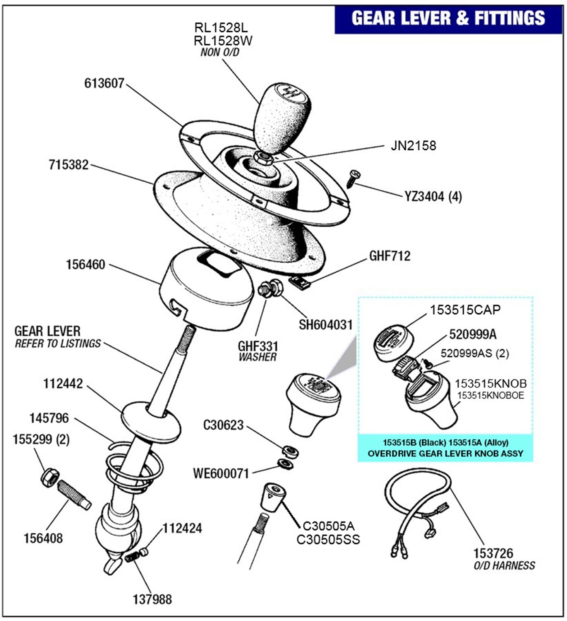 Triumph Stag Gear Lever and Fittings | Rimmer Bros