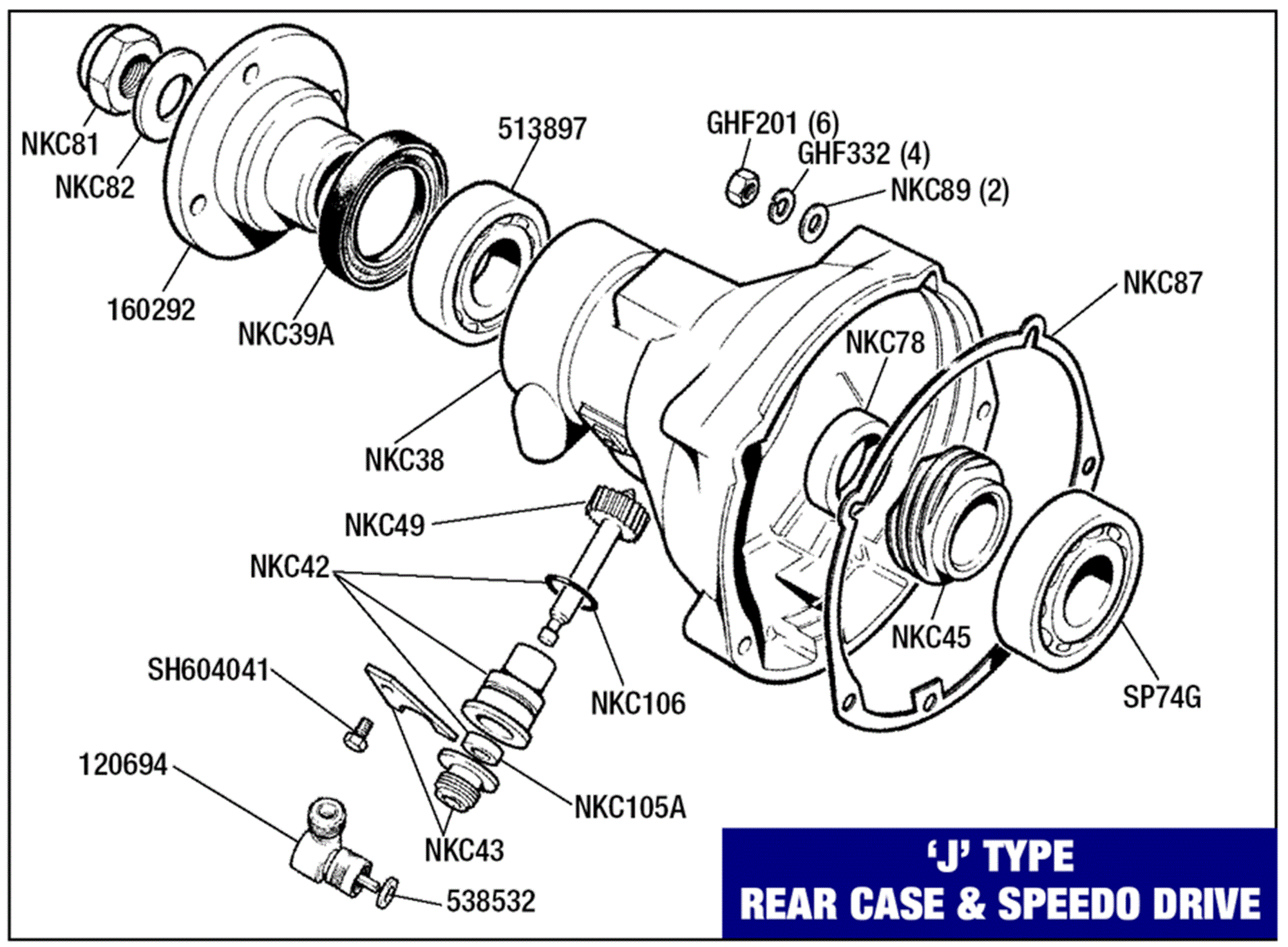 J Type Overdrive Rear Case - Speedo Drive and Cable