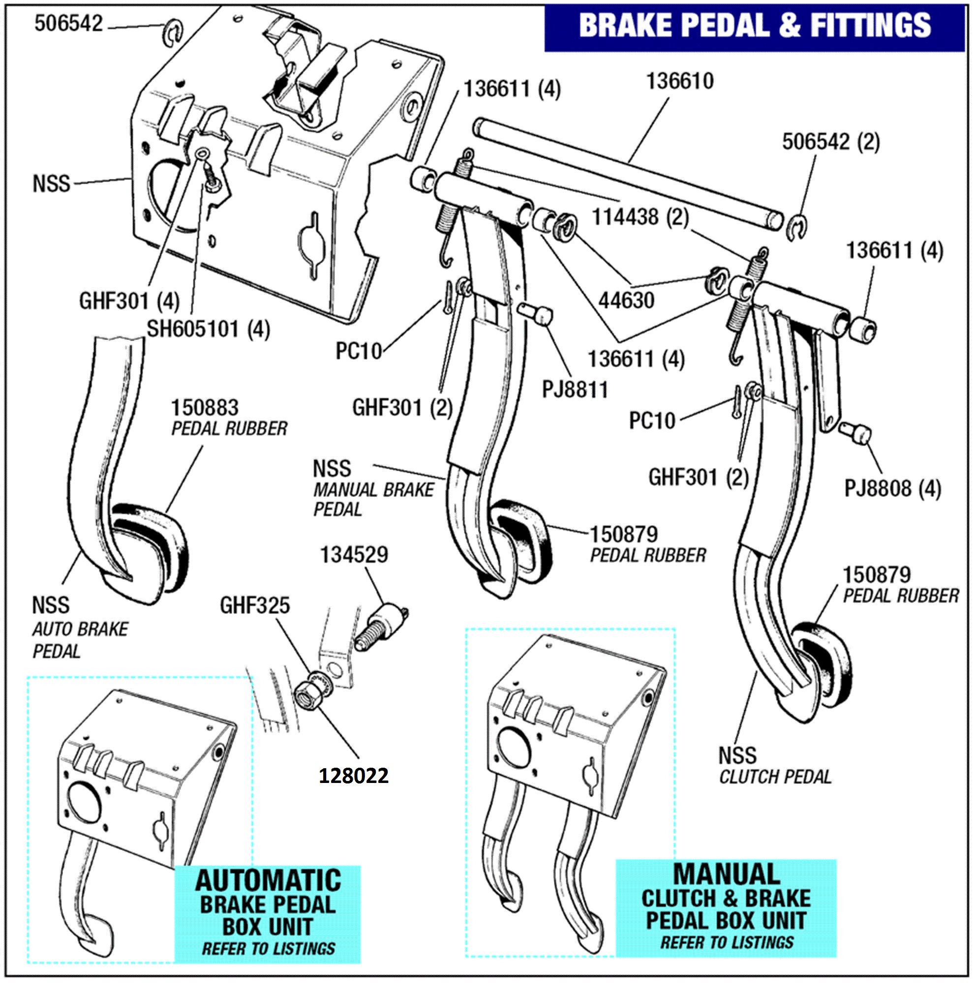 Triumph Stag Brake Pedal and Fittings | Rimmer Bros