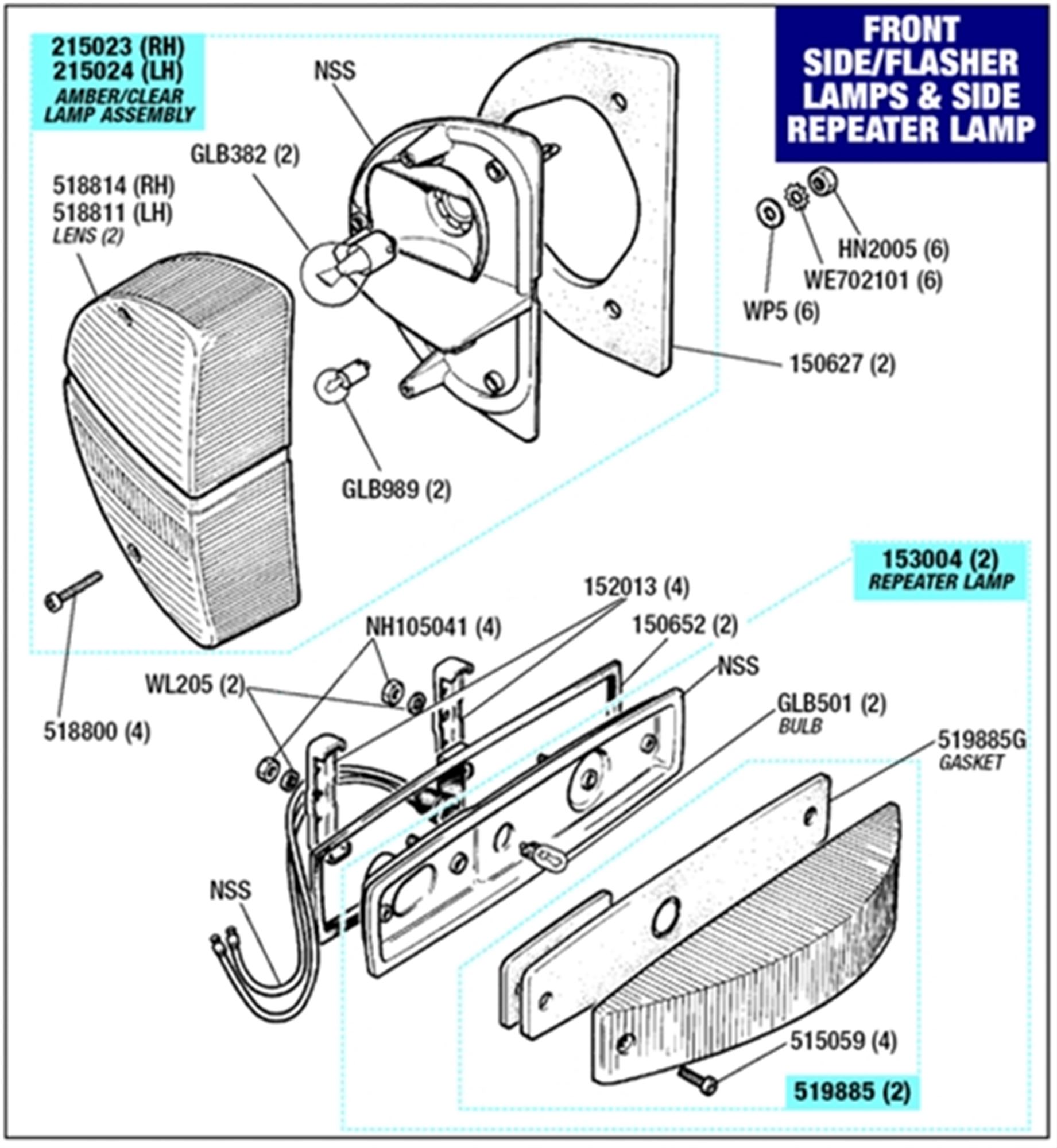 Front Side/Flasher Lamps and Side Repeater Lamp