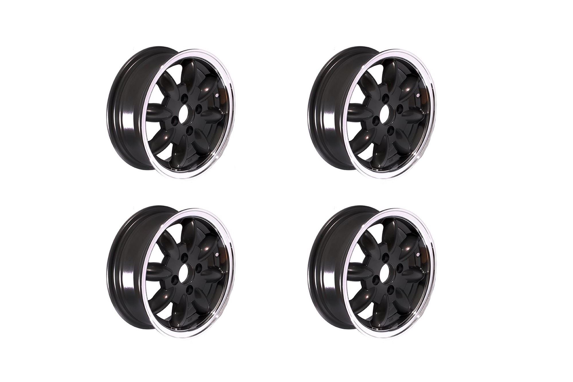 Triumph Herald Classic 8 Spoke Black & Silver Alloy Wheels