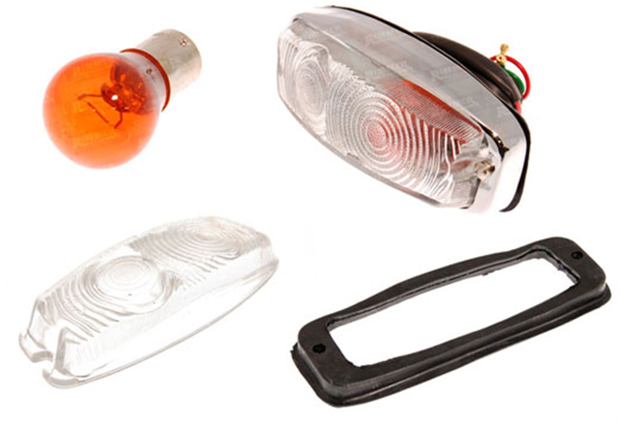 Front Side/Flasher Lamps - Twin Bulb Lamp and Glass Lenses
