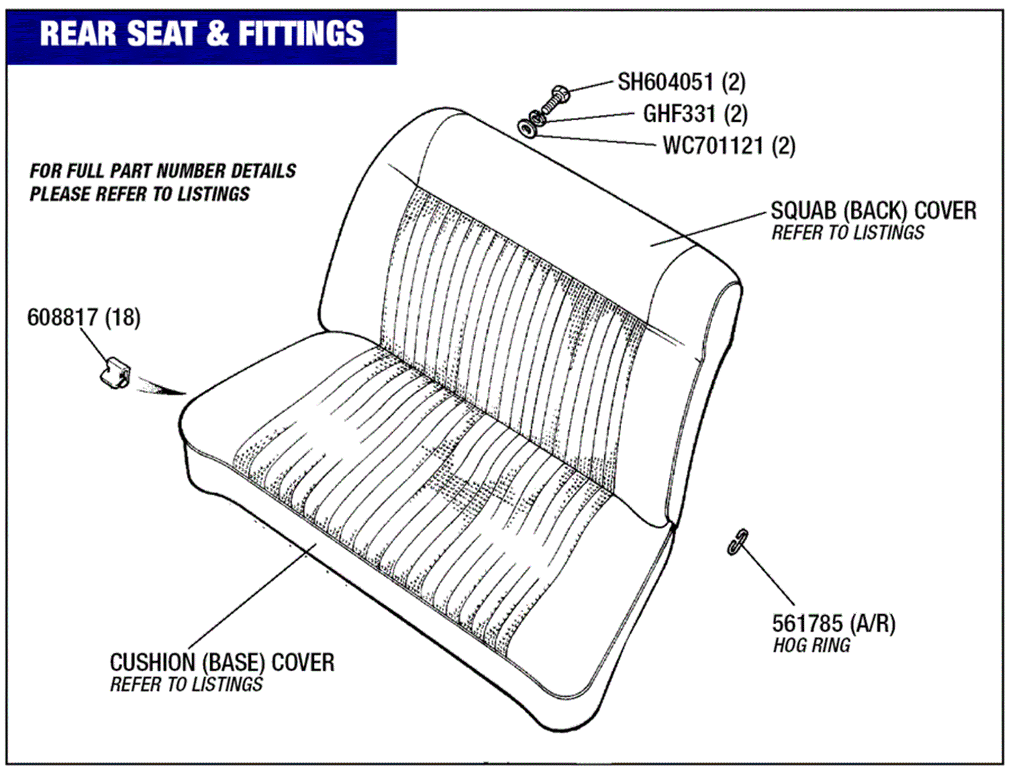 Triumph Stag Rear Seat Covers and Fittings | Rimmer Bros