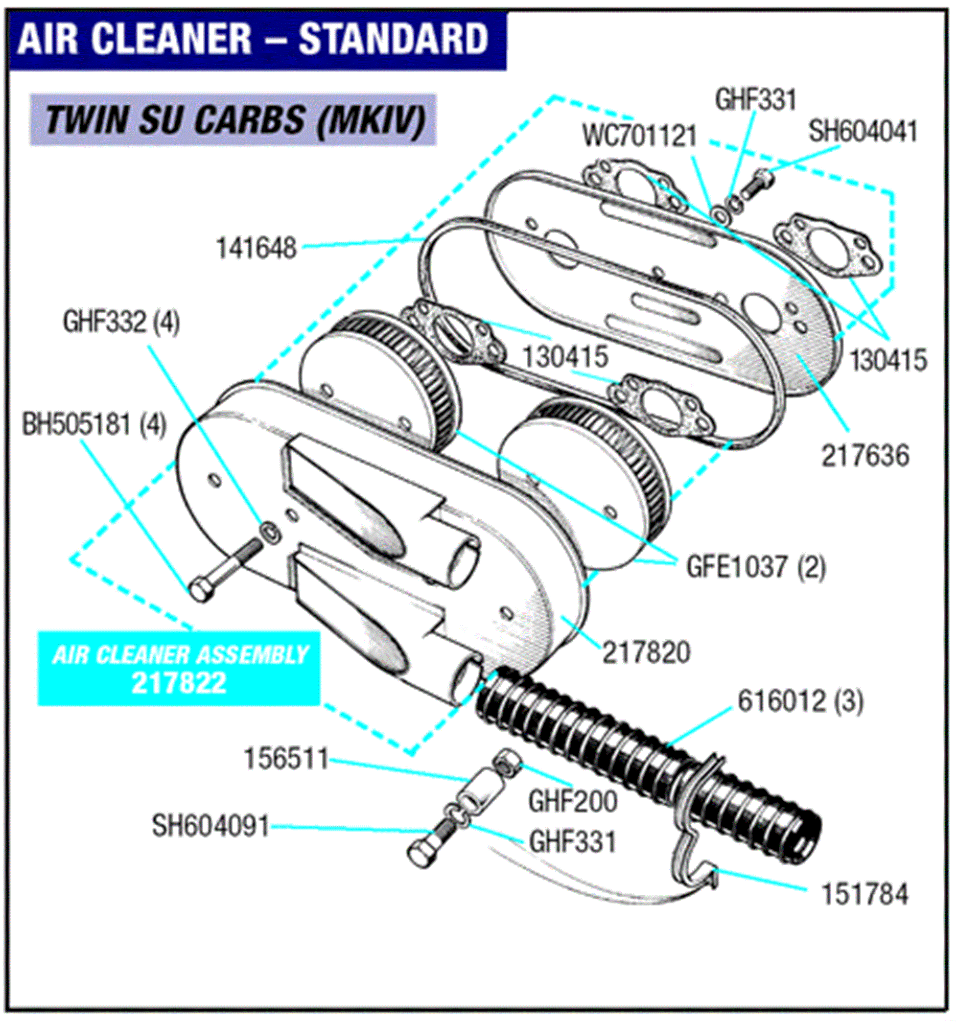 Triumph Spitfire Air Cleaner (Standard) Twin SU Carbs - MkIV | Rimmer Bros