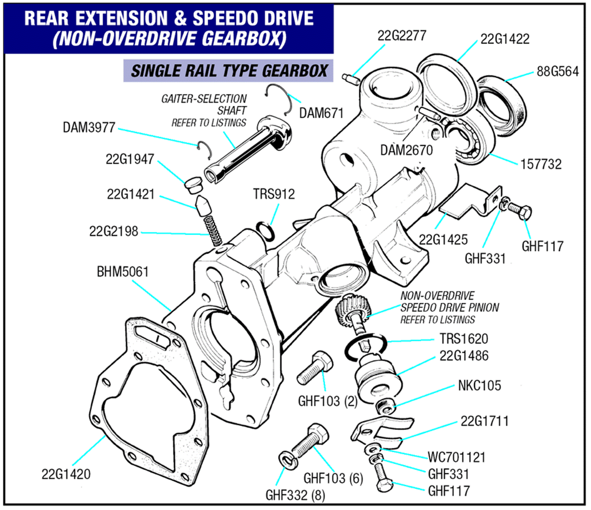 Rear Gearbox Extension - Non Overdrive Models