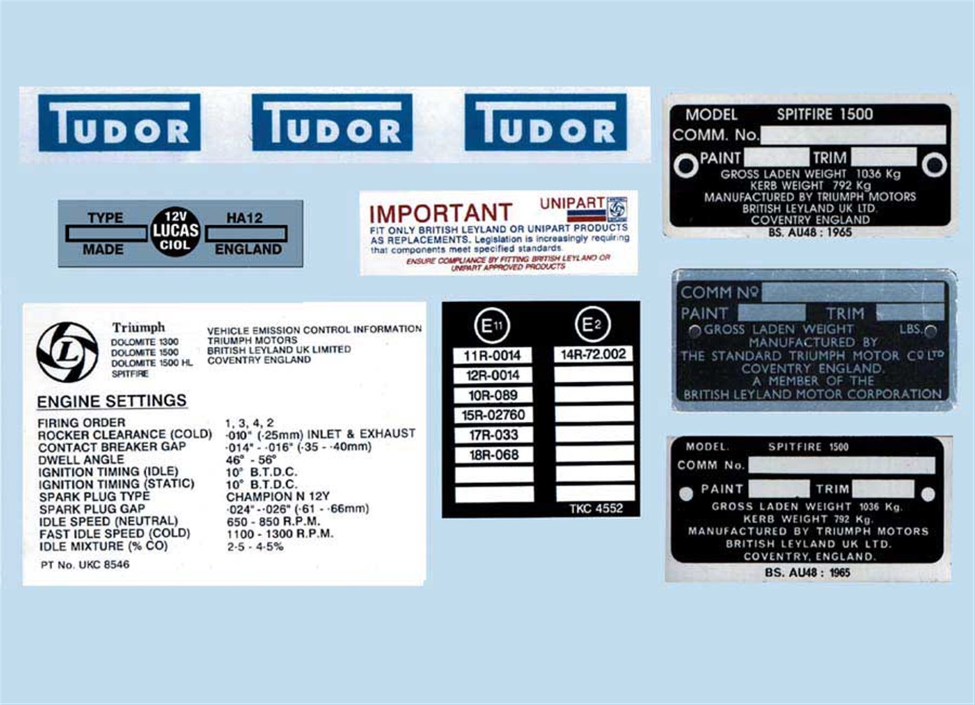 Triumph Spitfire Chassis Identification Plates | Rimmer Bros