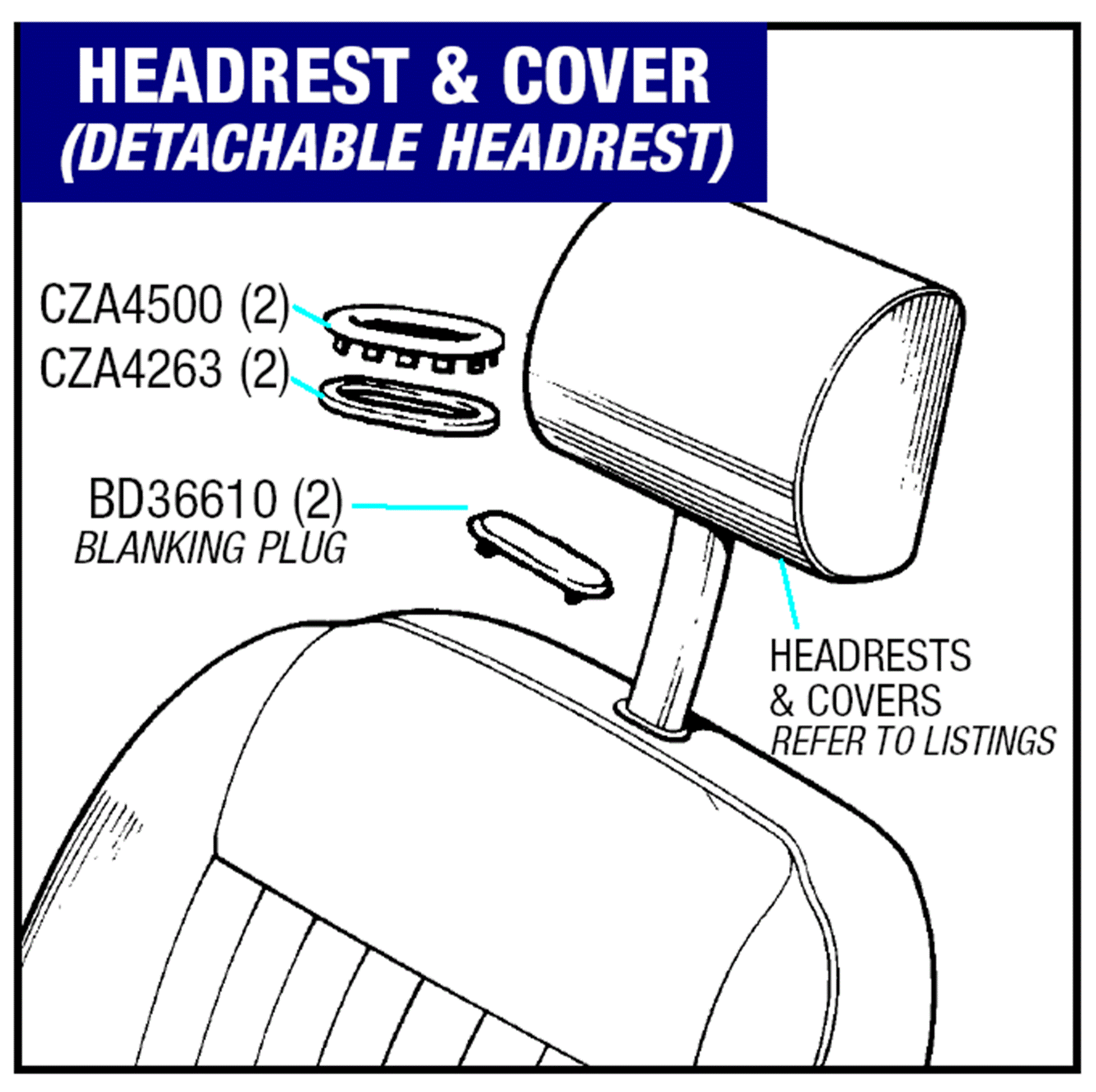Headrests and Covers - Detachable Headrests 1500