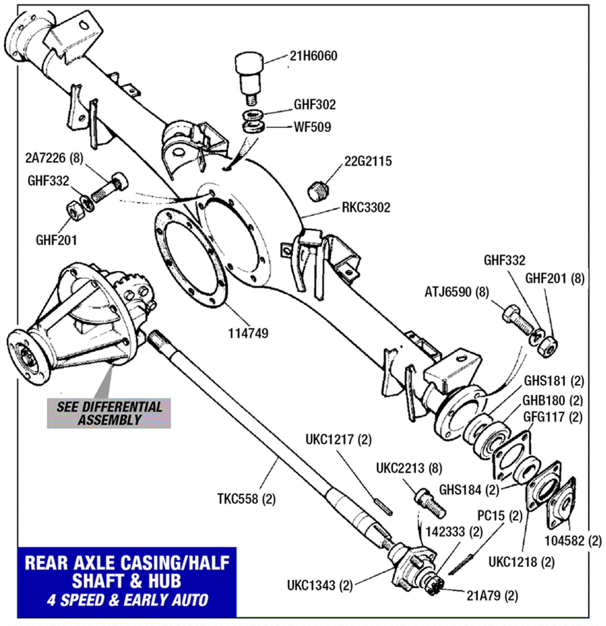 Triumph TR7 Rear Axle Casing/Halfshafts and Hub | Rimmer Bros
