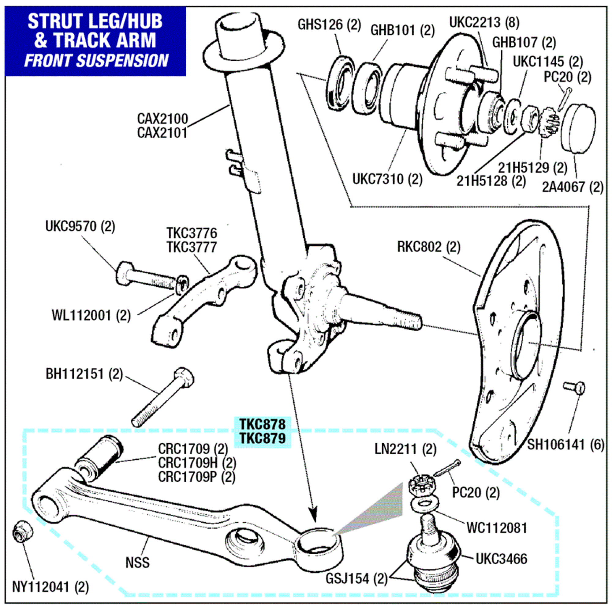 Triumph TR7 Strut Leg Hub And Track Arm Rimmer Bros Triumph TR7 Strut Leg Hub And Track Arm Rimmer Bros
