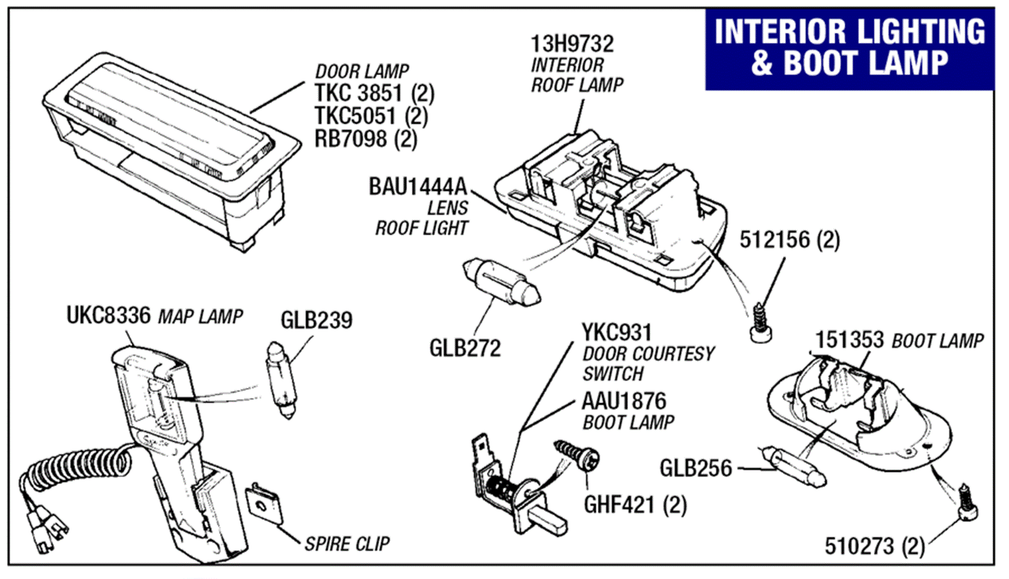 Triumph TR7 Interior Lighting and Boot Lamp | Rimmer Bros