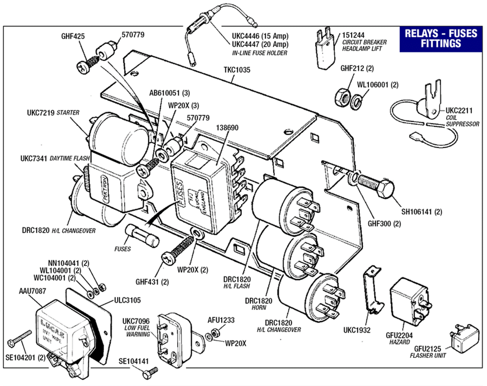 Triumph TR7 Relays/Fuses/Fittings | Rimmer Bros
