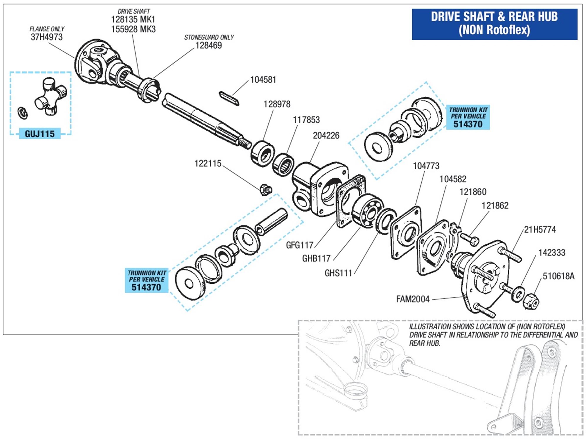 Triumph GT6 Driveshaft & Rear Hub - NON-Rotoflex