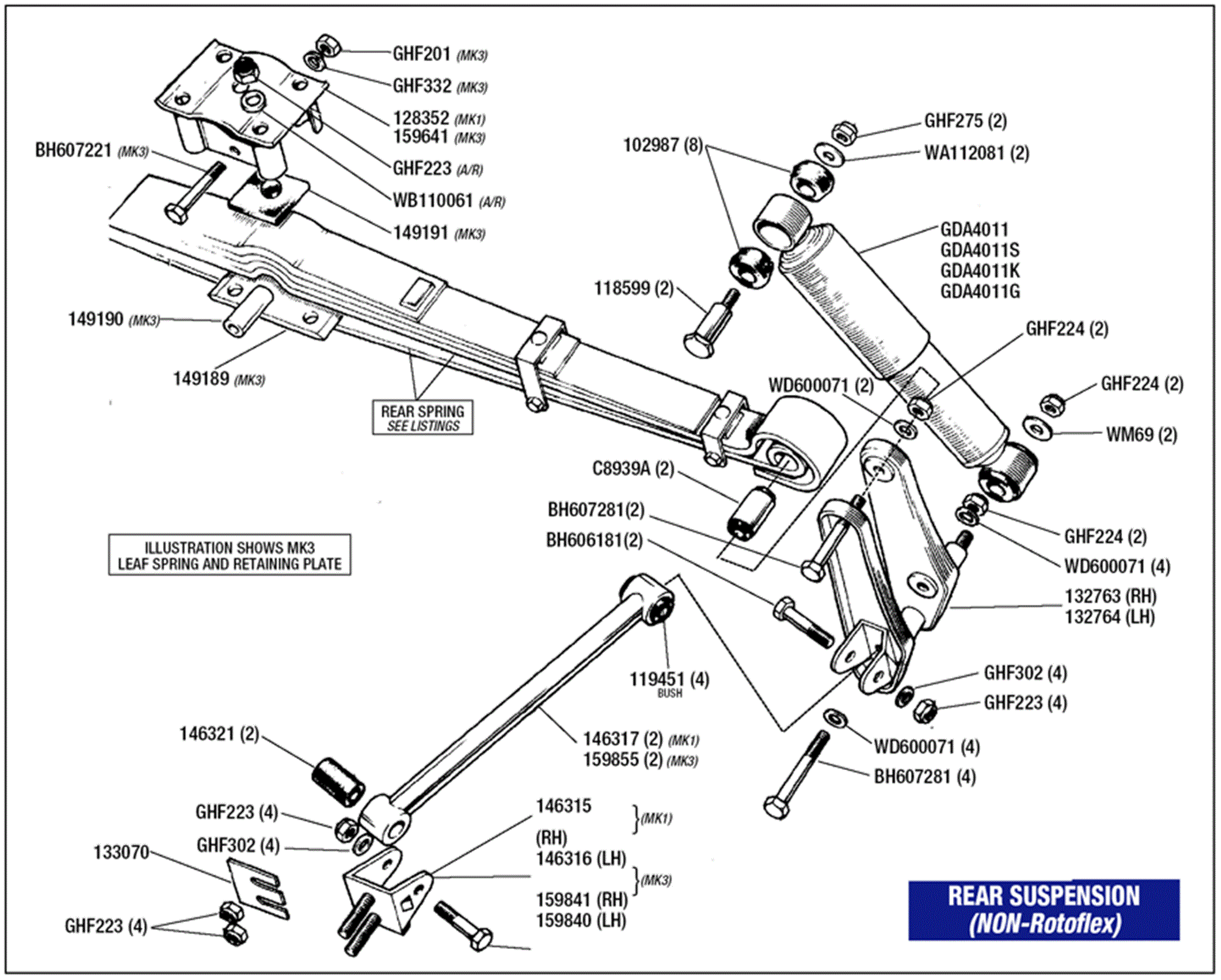Triumph GT6 Rear Road Spring and Fittings - Non-Rotoflex