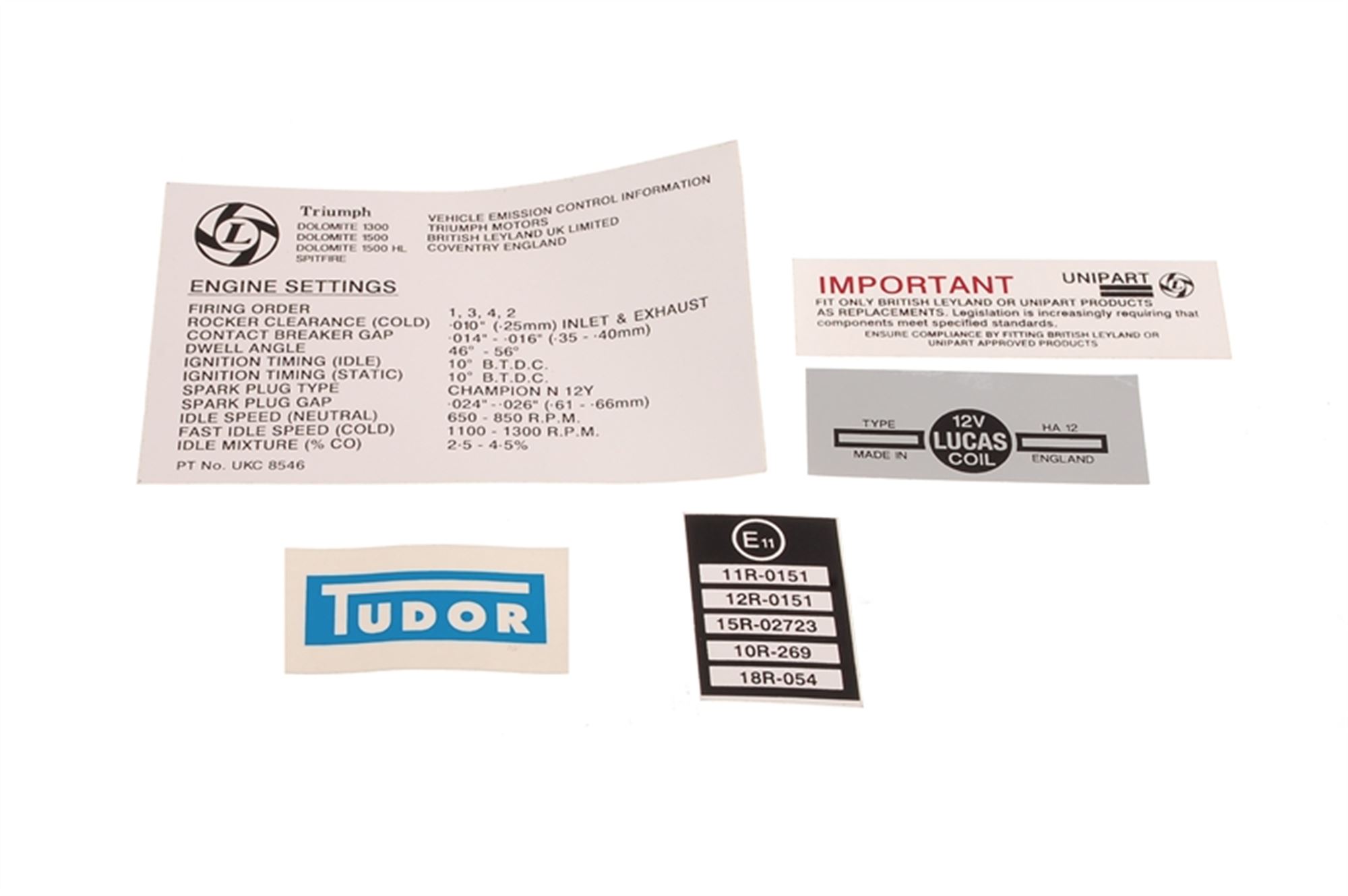 Triumph Spitfire Label Kit | Rimmer Bros