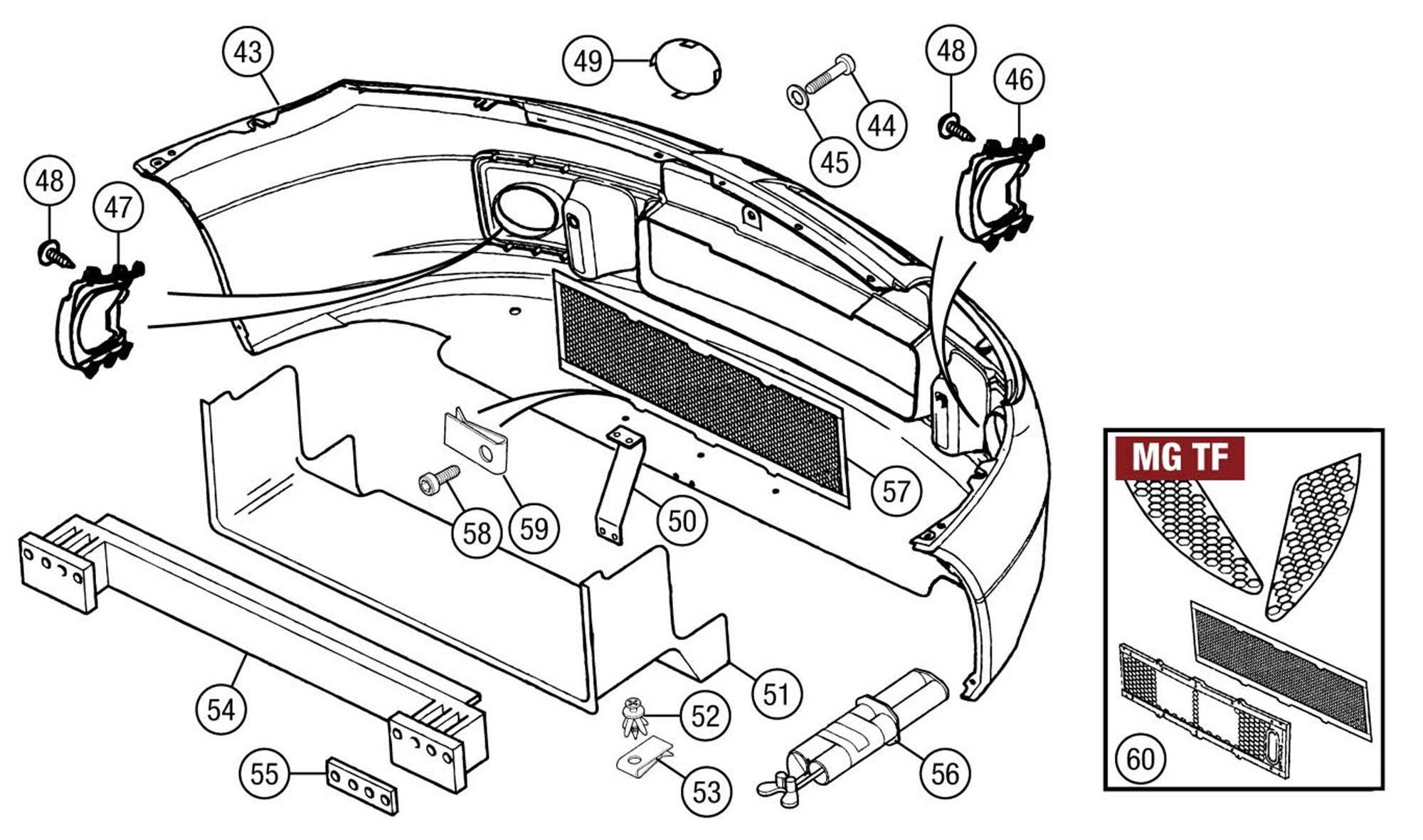 Front Bumper and Grille - MGTF | Rimmer Bros