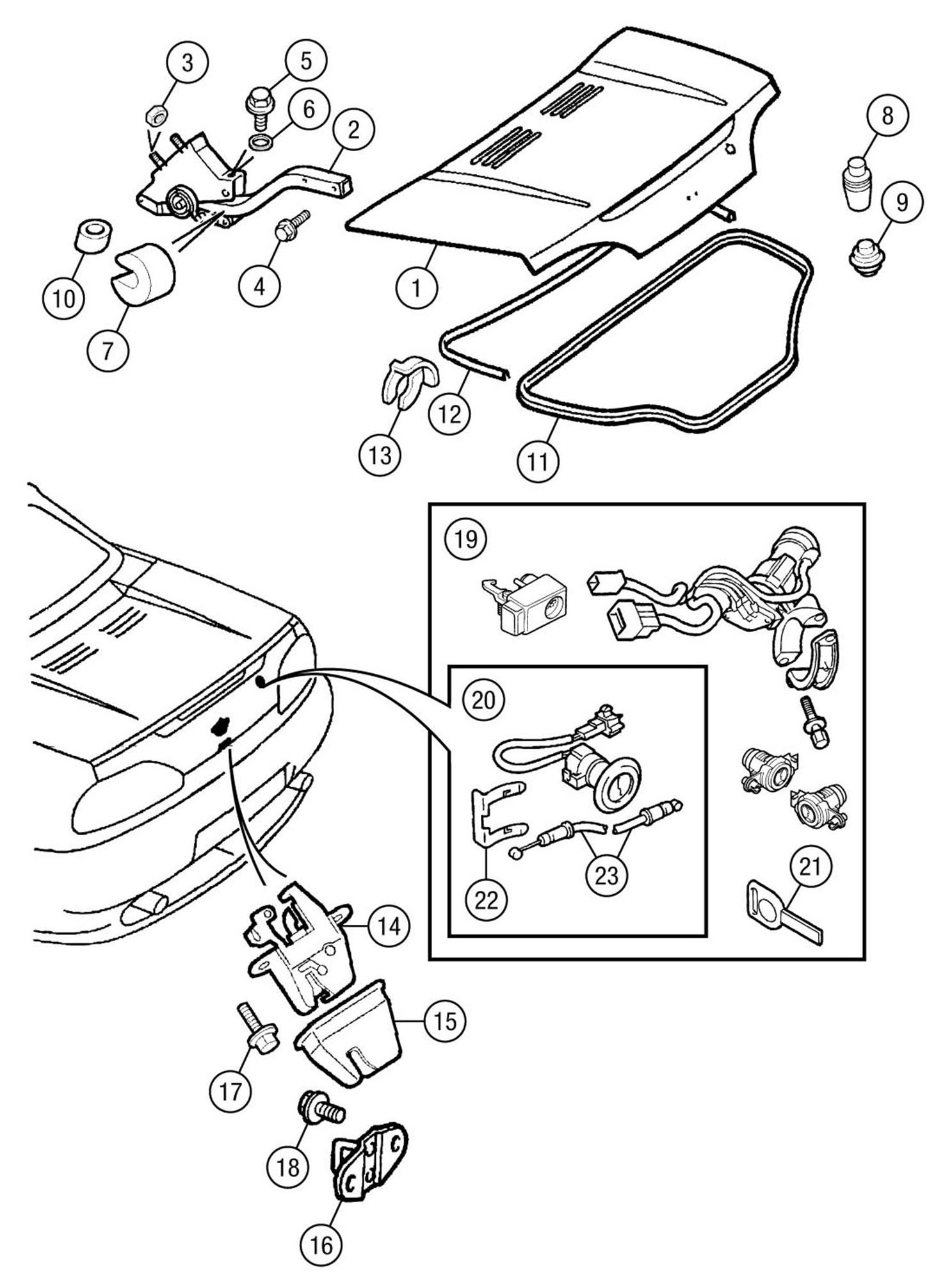 MGF and MG TF Boot Lid and Fittings | Rimmer Bros