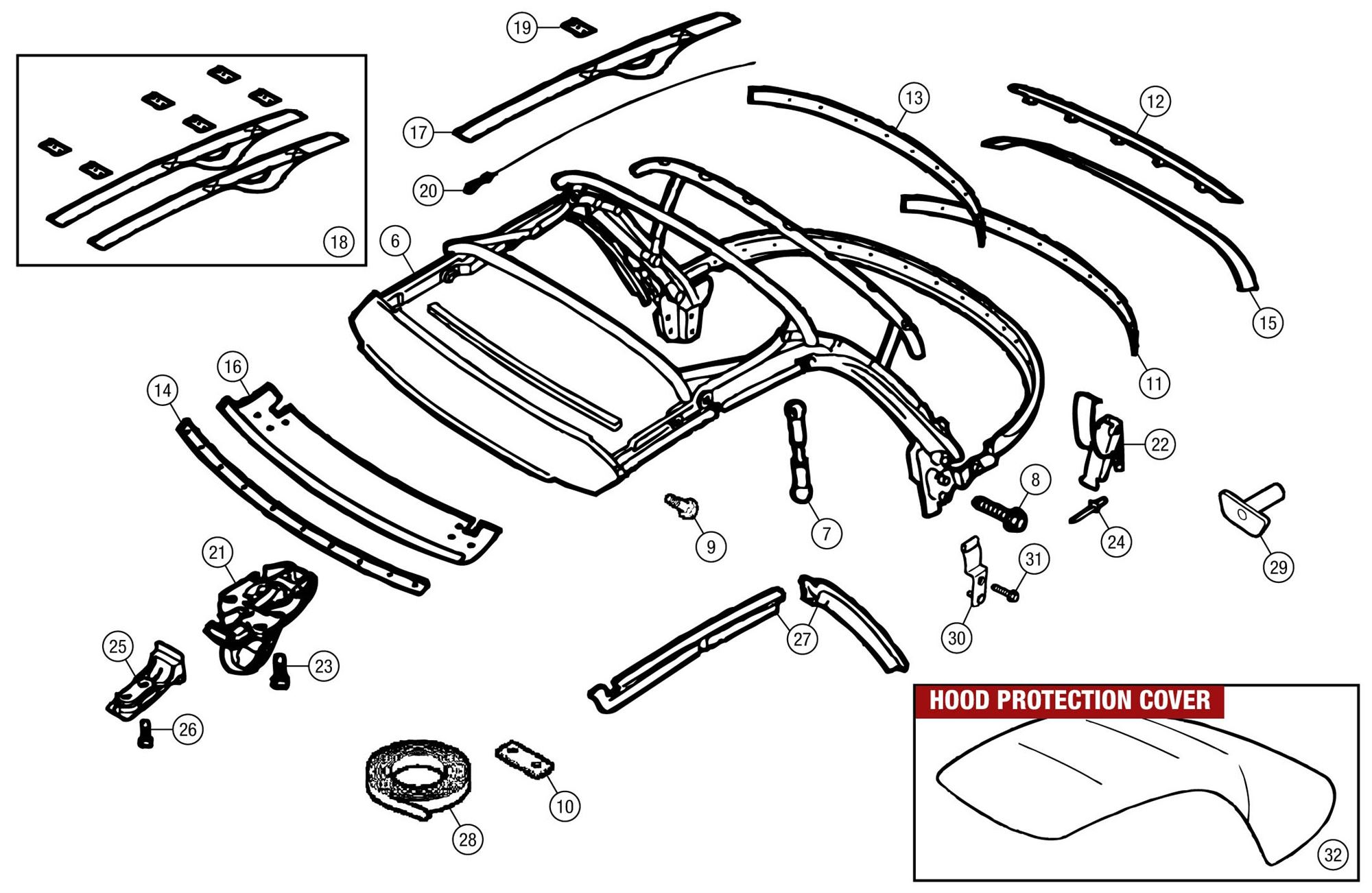 MGF and MG TF Hood Frame | Rimmer Bros