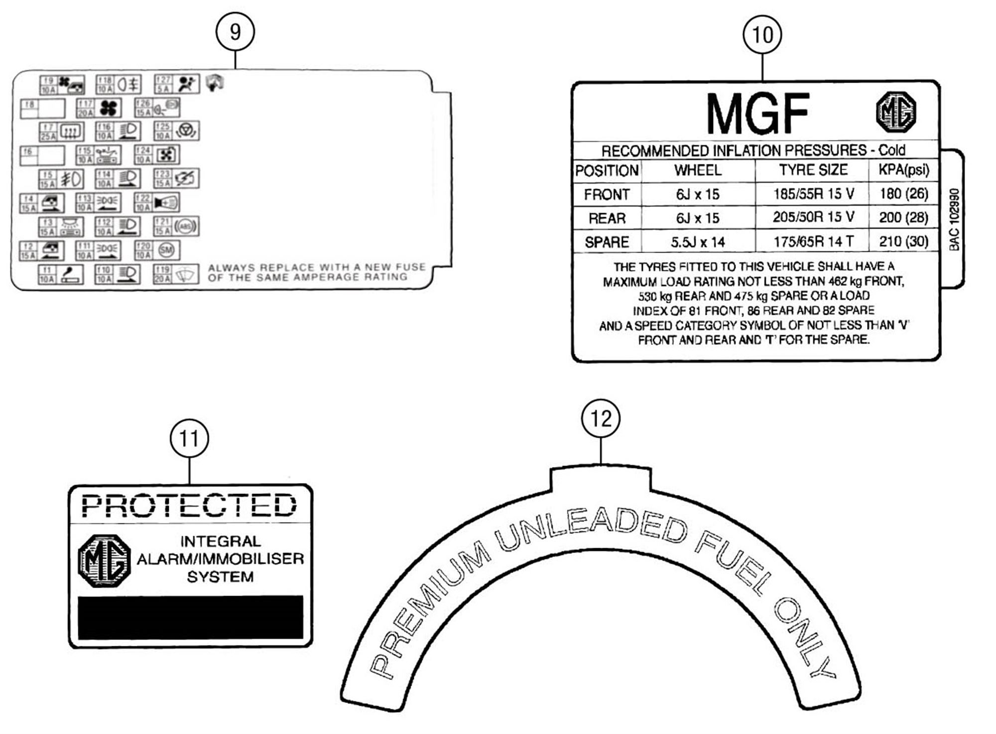 MGF and MG TF Body Labels | Rimmer Bros
