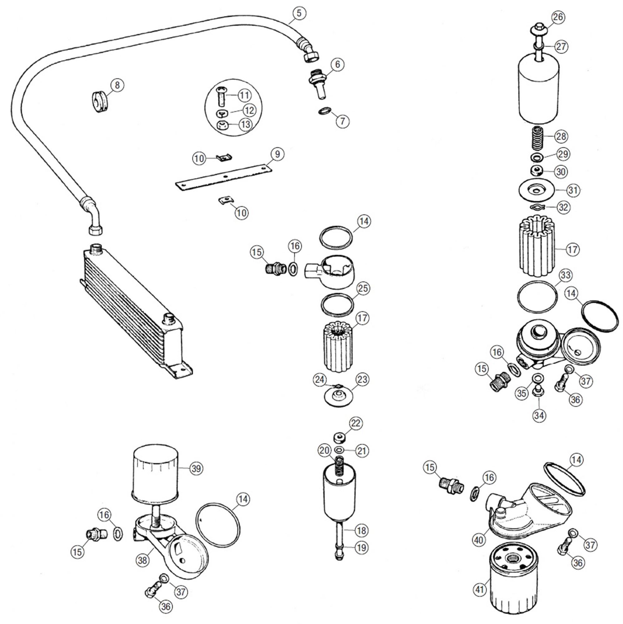MGB Oil Cooler Pipes & Oil Filters - 4 Cylinder | Rimmer Bros