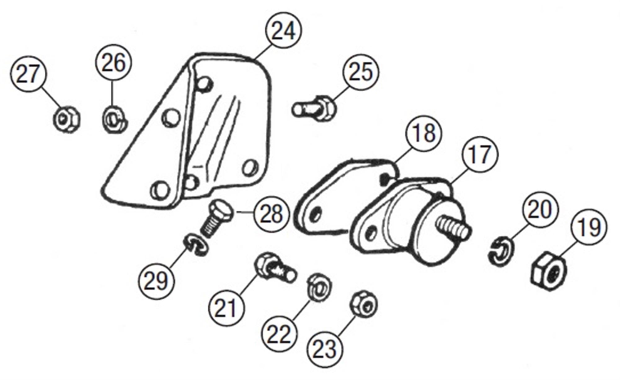 MGB Engine Mountings - 4 Cylinder Rubber Bumper Models