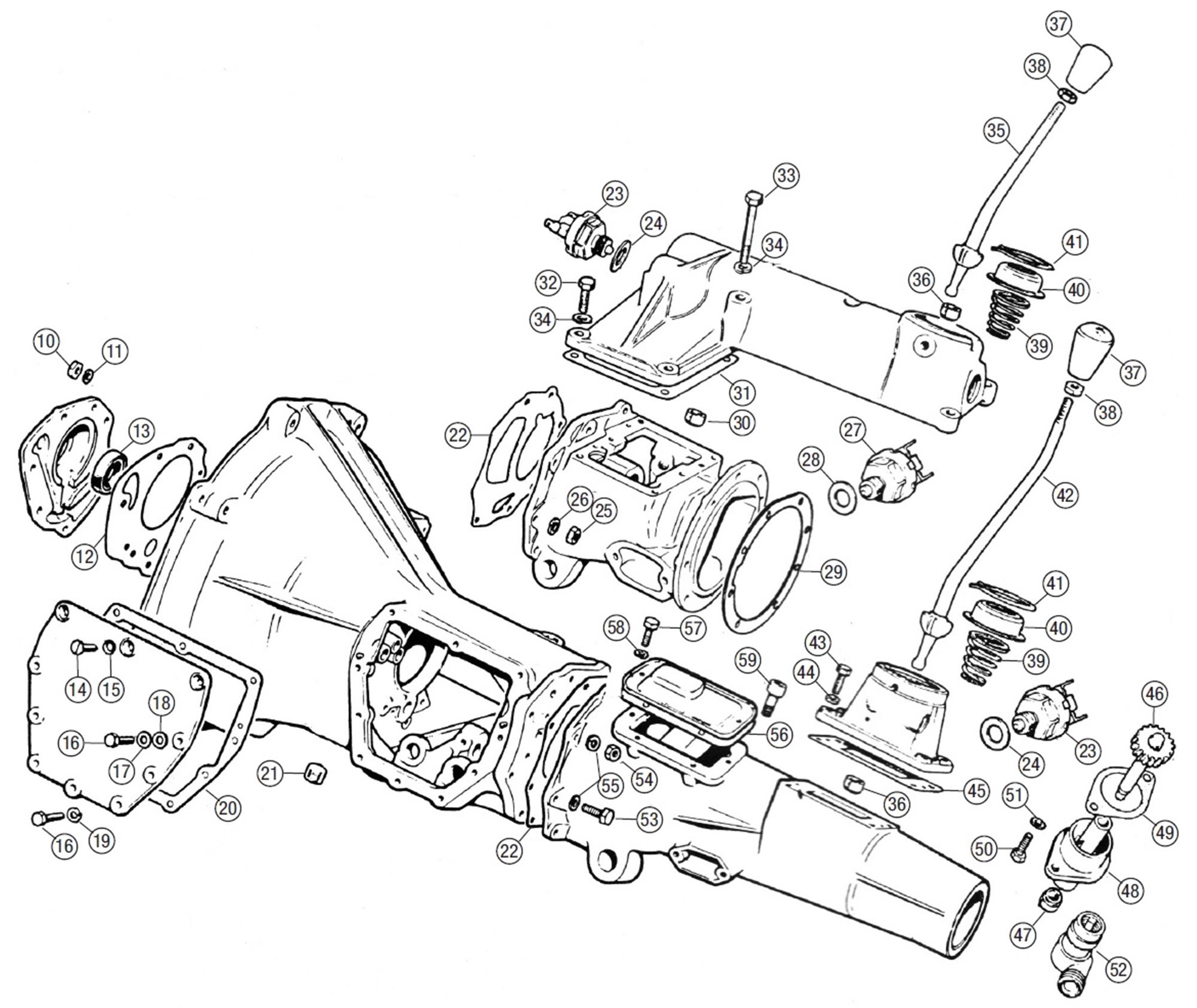 MGB External Gearbox Components - 3 Synchro | Rimmer Bros