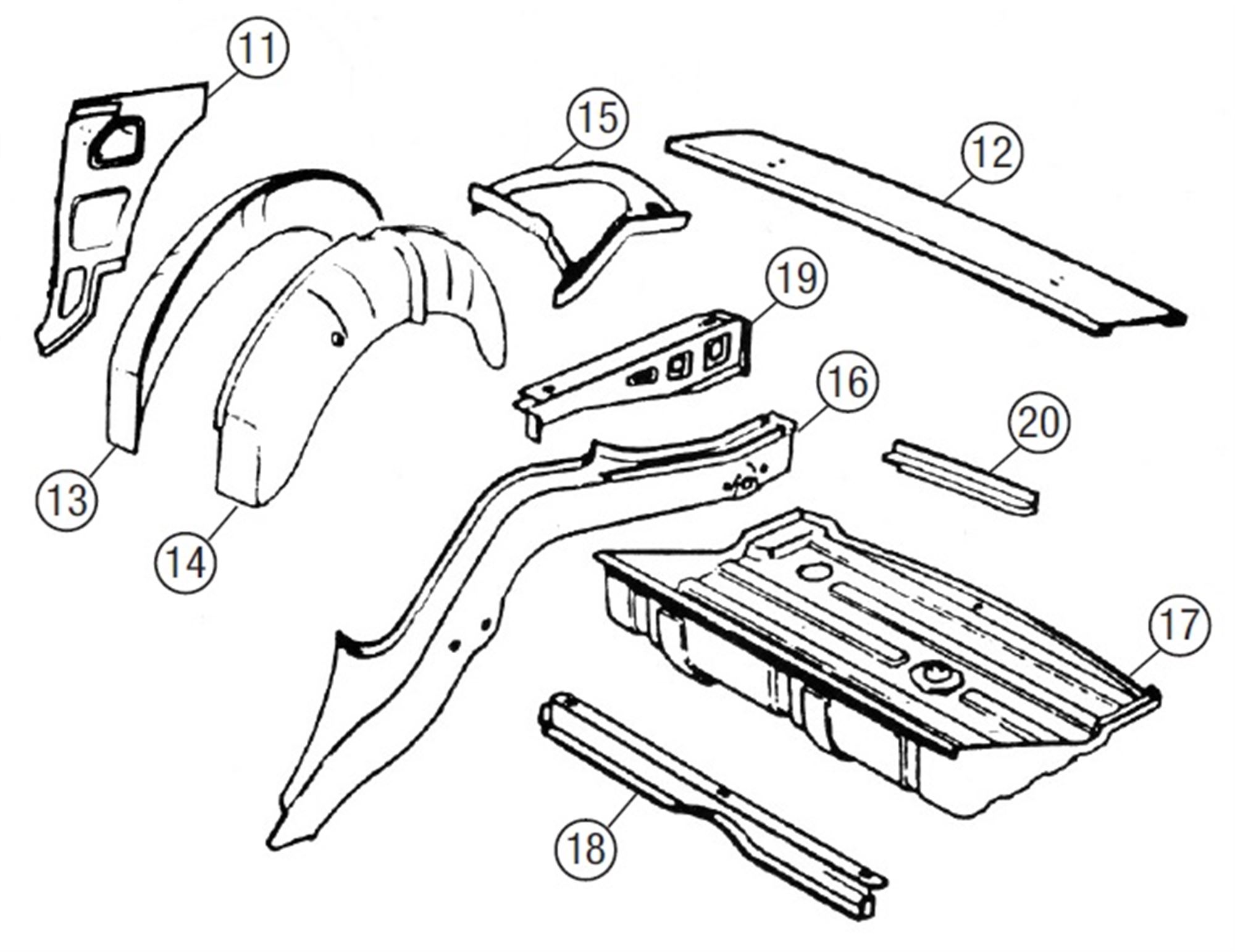 MGB Rear Substructure Panels - Roadster & GT | Rimmer Bros