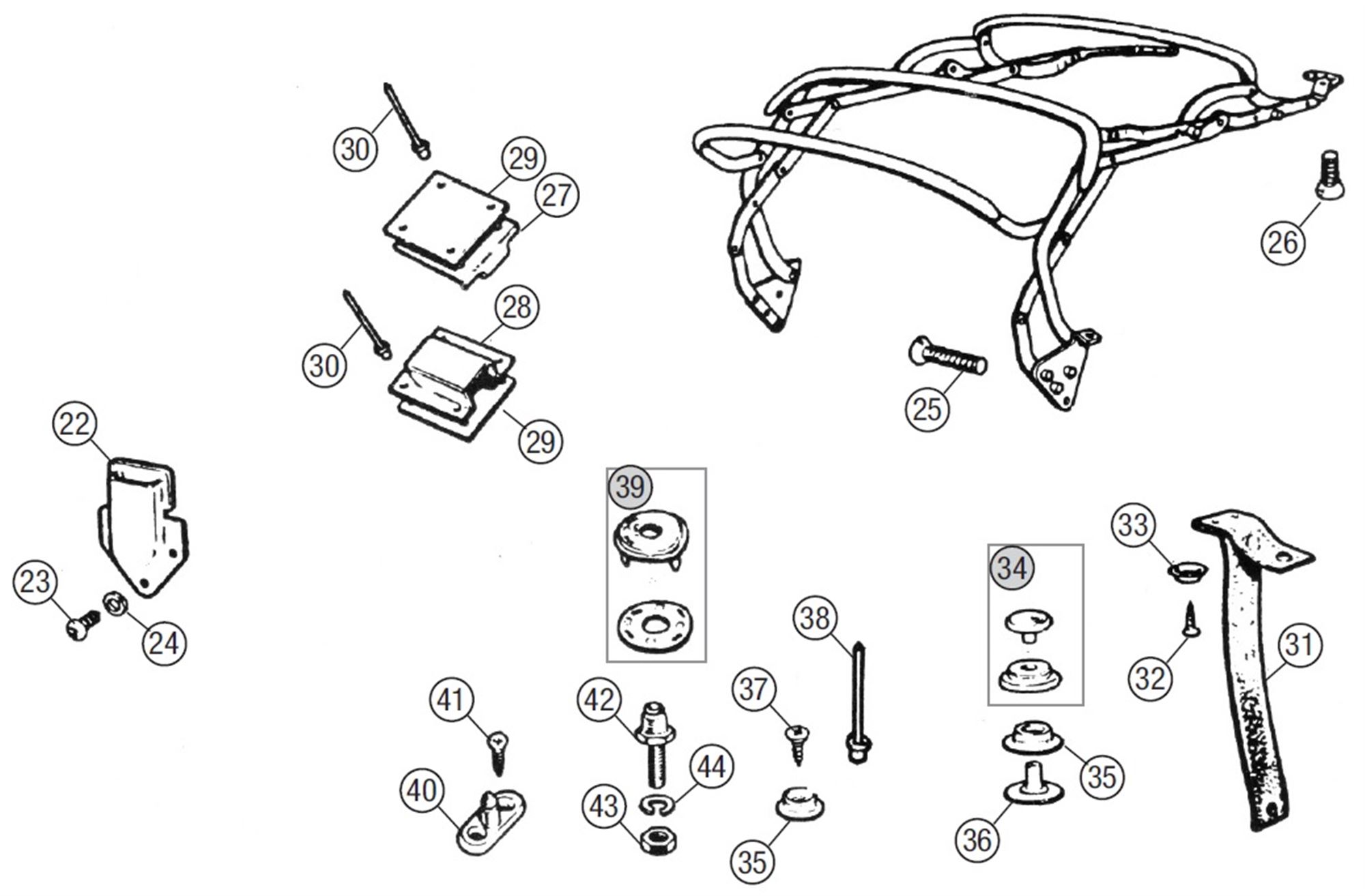 MGB Hood & Hood Frame Fixings | Rimmer Bros