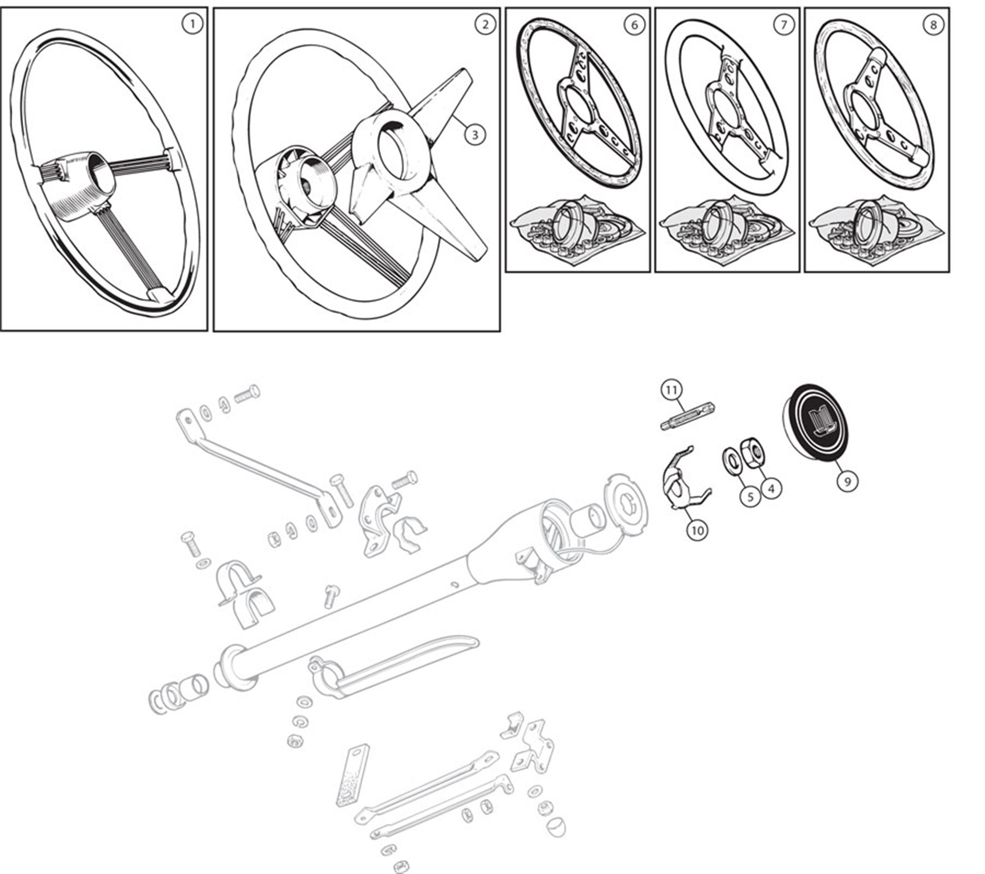 Triumph TR4-250 Steering Wheels and Horn Pushes | Rimmer Bros