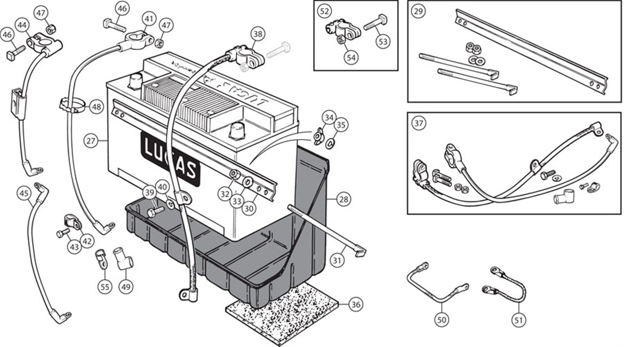 Triumph TR5-250 Battery and Cables | Rimmer Bros