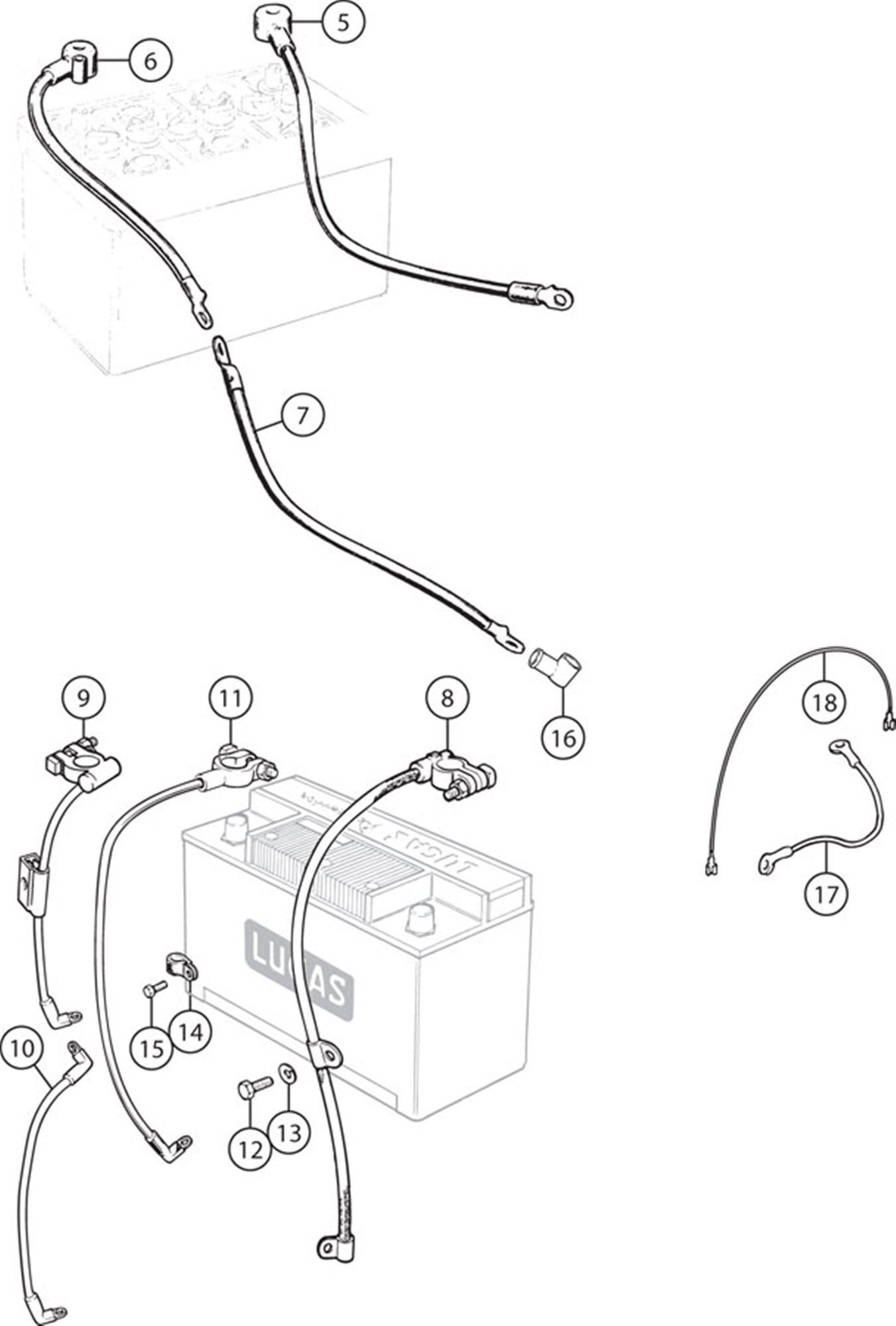 Triumph TR2-5 Battery Cables & Low Tension Lead