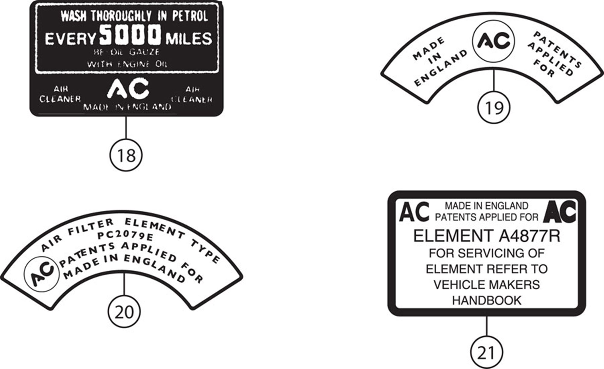Triumph TR2-5 Air Cleaner Labels | Rimmer Bros
