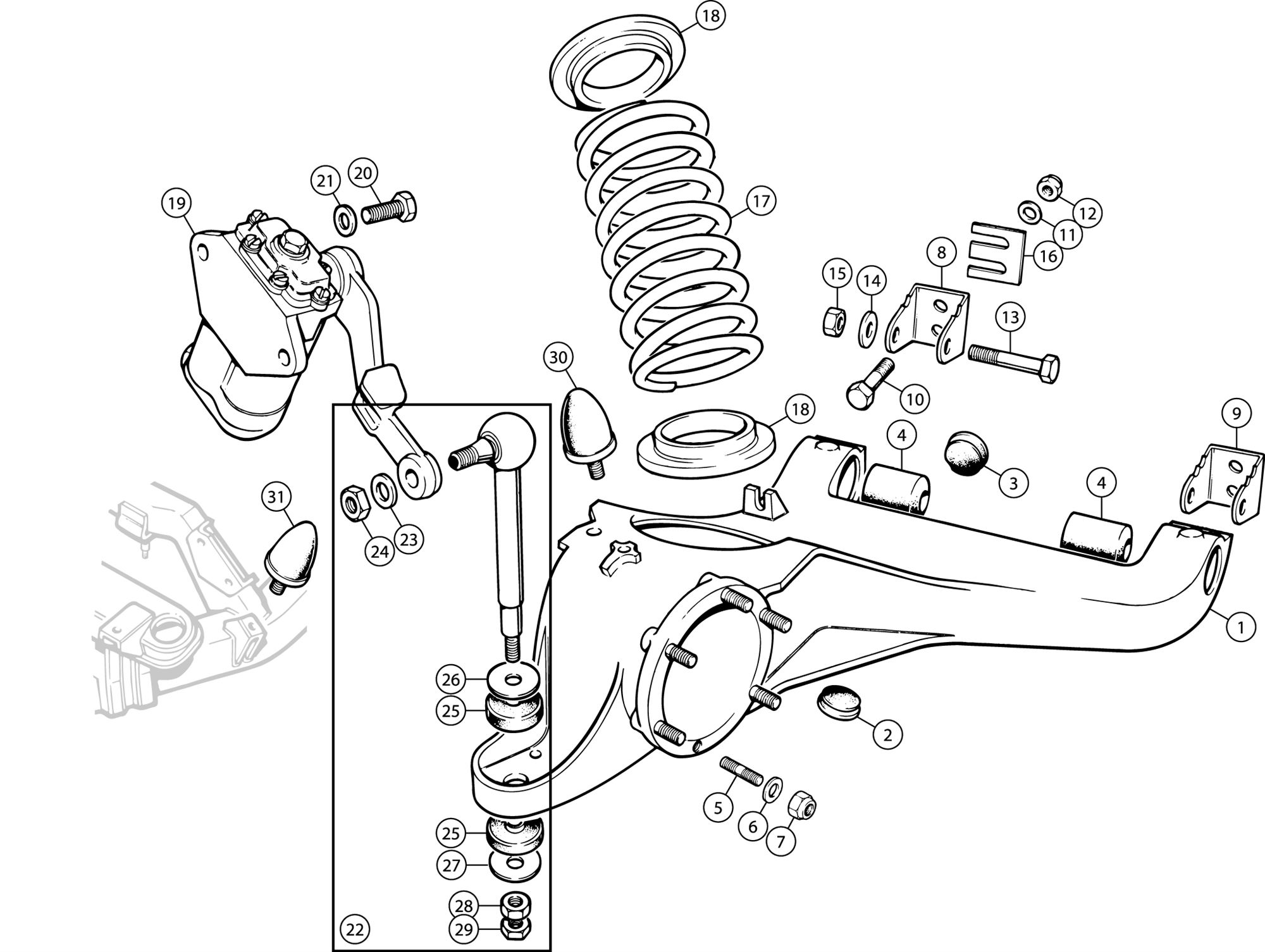 Trailing Arm, Coil Springs and Lever Type Shock Absorbers