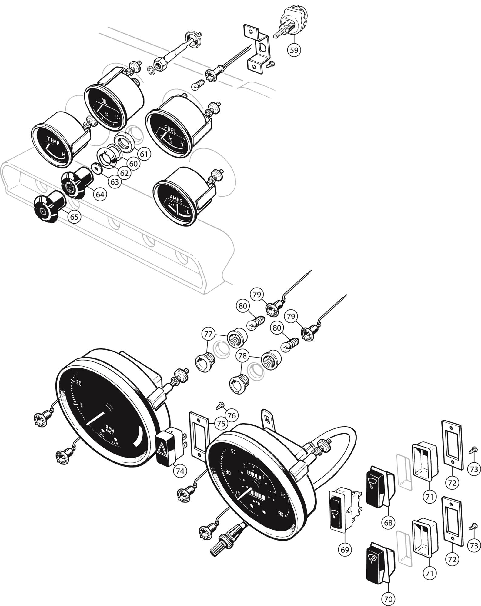 Triumph Dash Switches and Warning Lamps - CP/CC Series