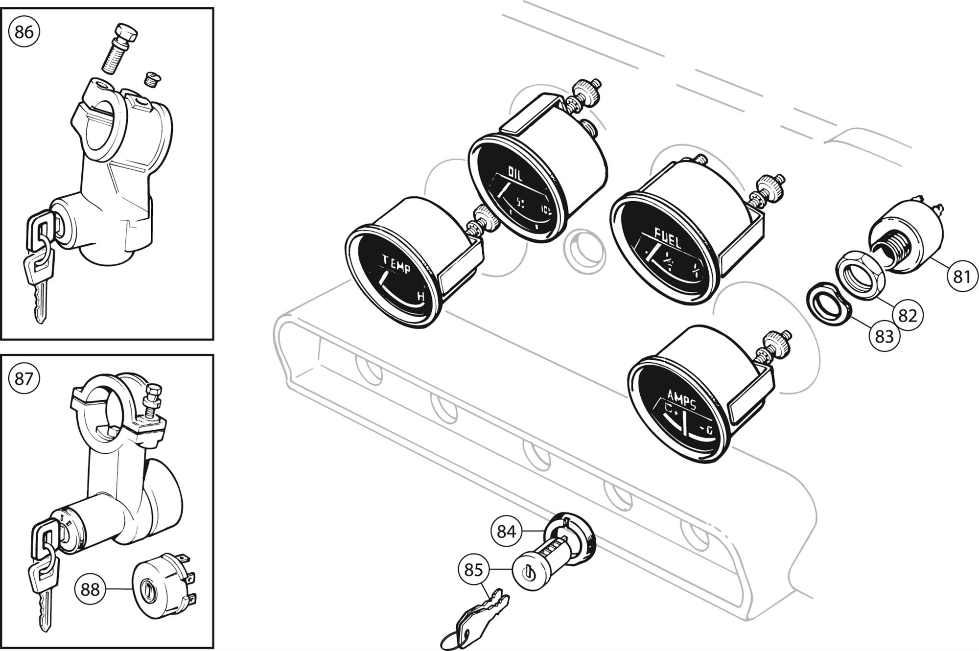 Triumph TR6 Ignition Switches & Locks - CP/CC Series