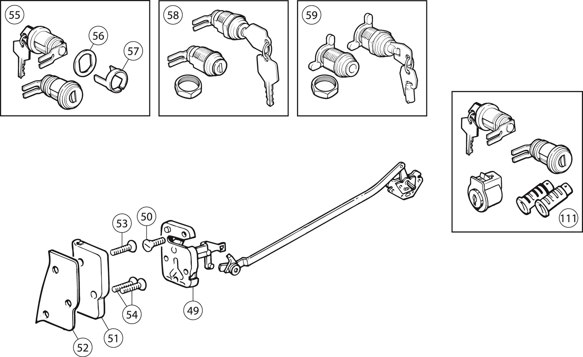 Triumph TR6 Door Latch, Striker and Door Locks | Rimmer Bros