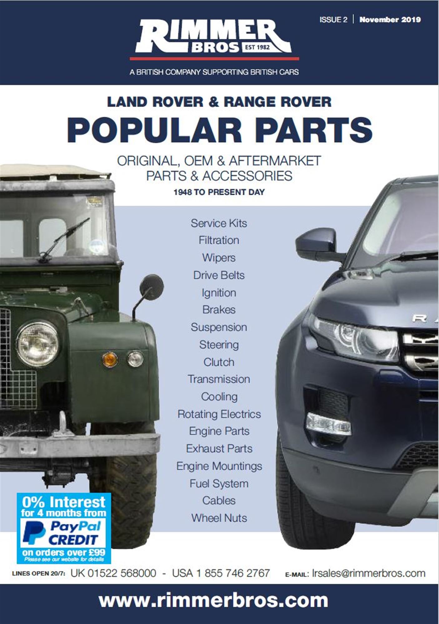 Rimmer Bros Land Rover & Range Rover Popular Parts Cat