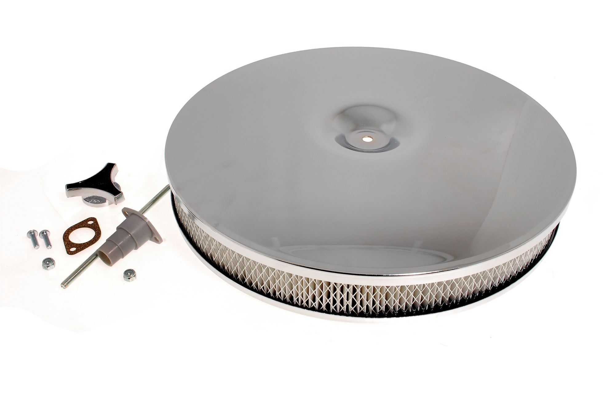 14 inch Pancake Air Filter - Chrome - 2 inch Deep - RB7439
