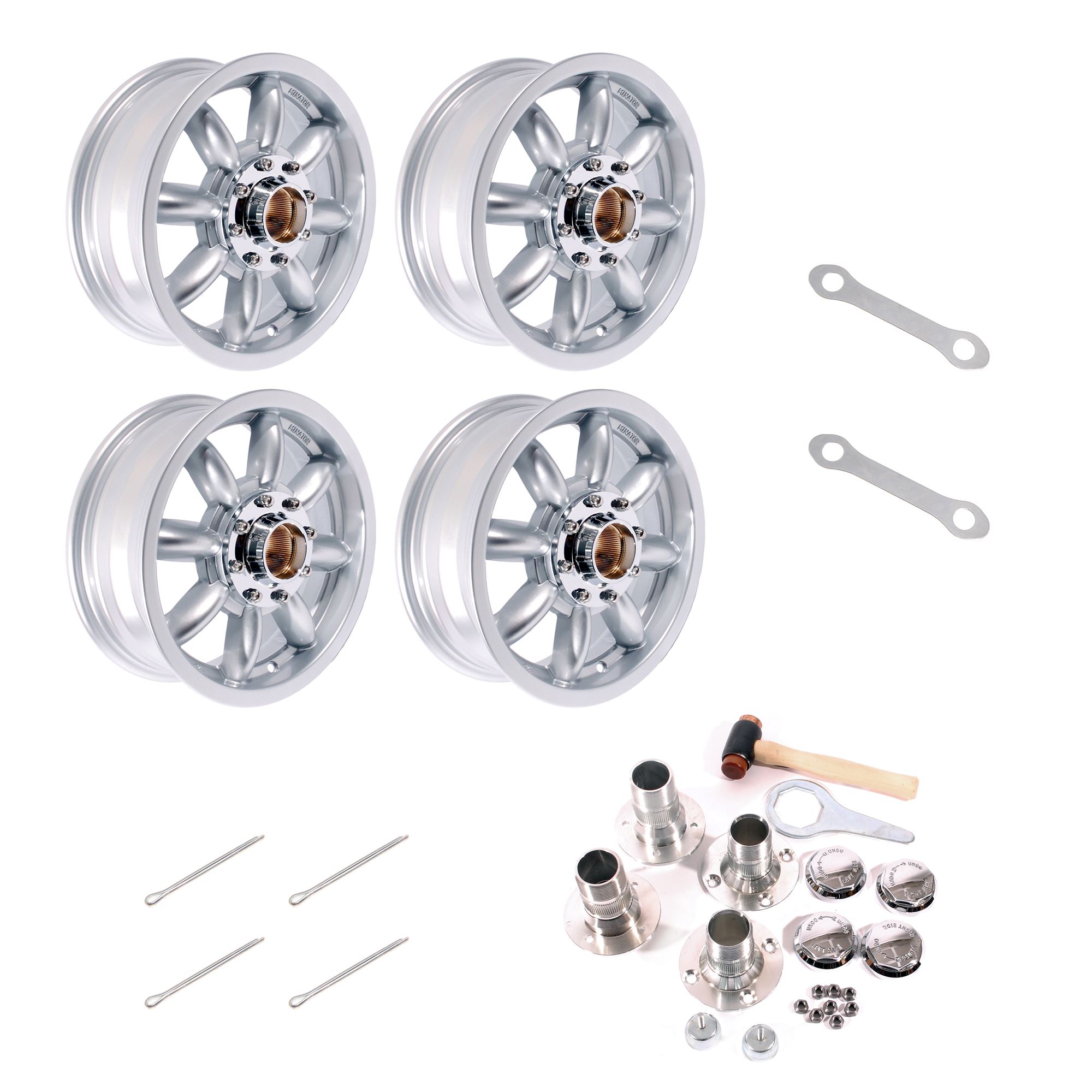 Classic 8 Spoke Centre Lock Alloy Road Wheel Conversion Kit - 5.5J x 14 ...