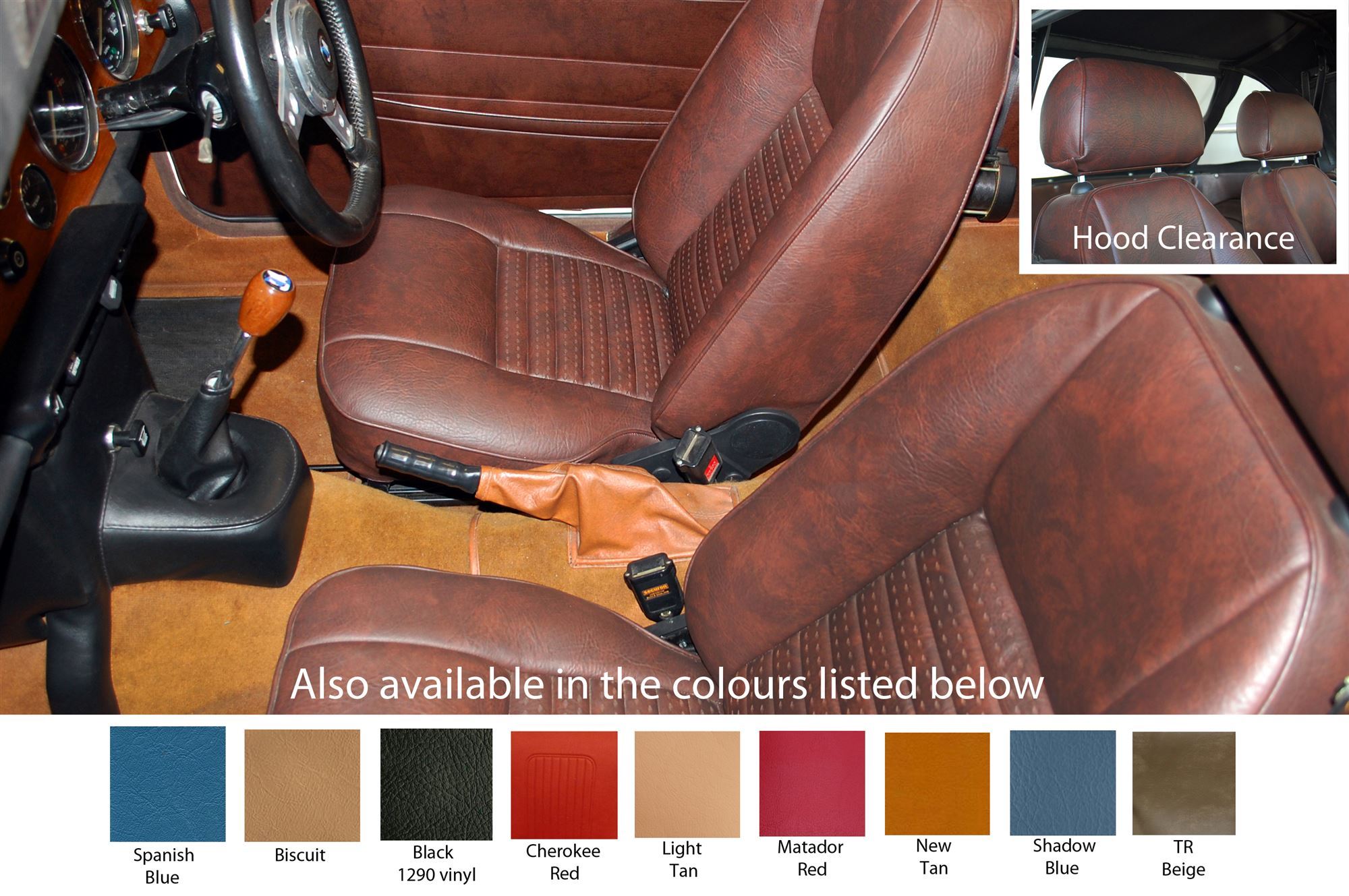 TR4-6 Suffolk Seats with Head Rests - Vinyl - Pair - RR1541