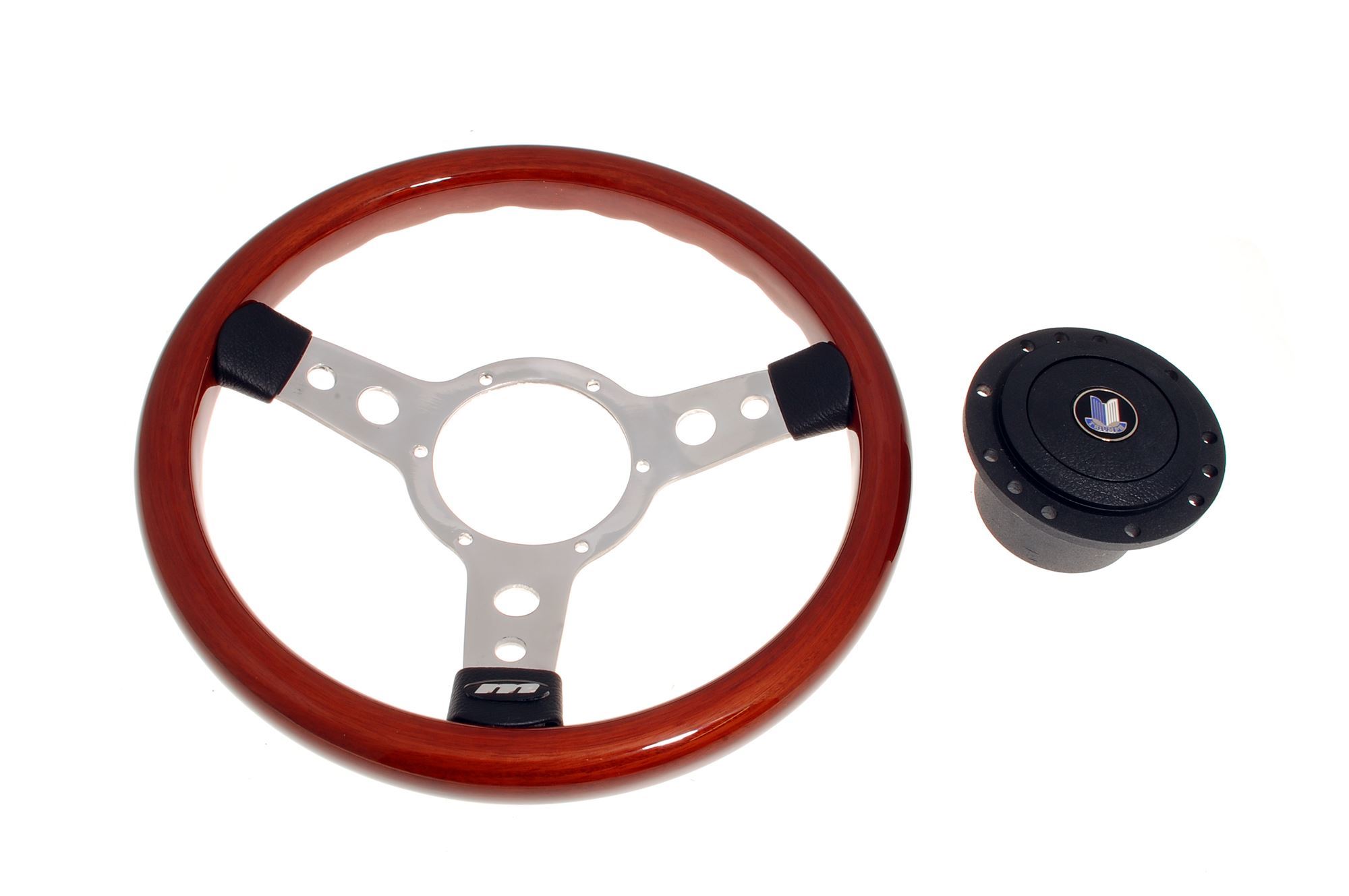 Wood Rim 13 Inch Steering Wheel - Black Boss - RT1280